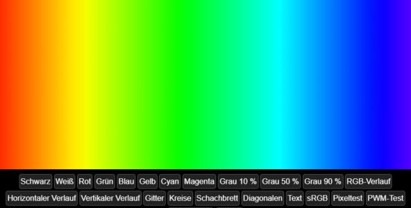 Bildschirmtest für Farbdarstellung und Pixelfehler
