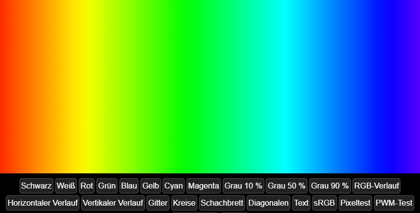 Bildschirmtest für Farbdarstellung und Pixelfehler